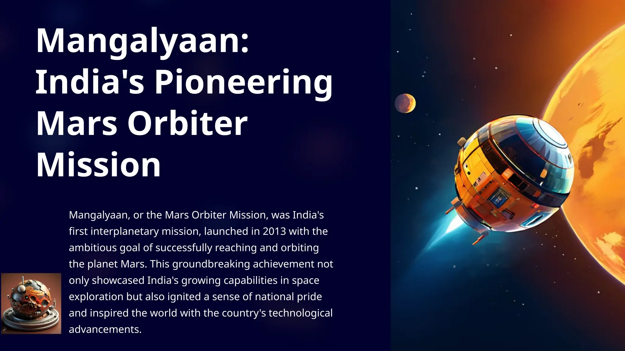 Mars Orbiter Mission ( Mangalyaan ) .pptx