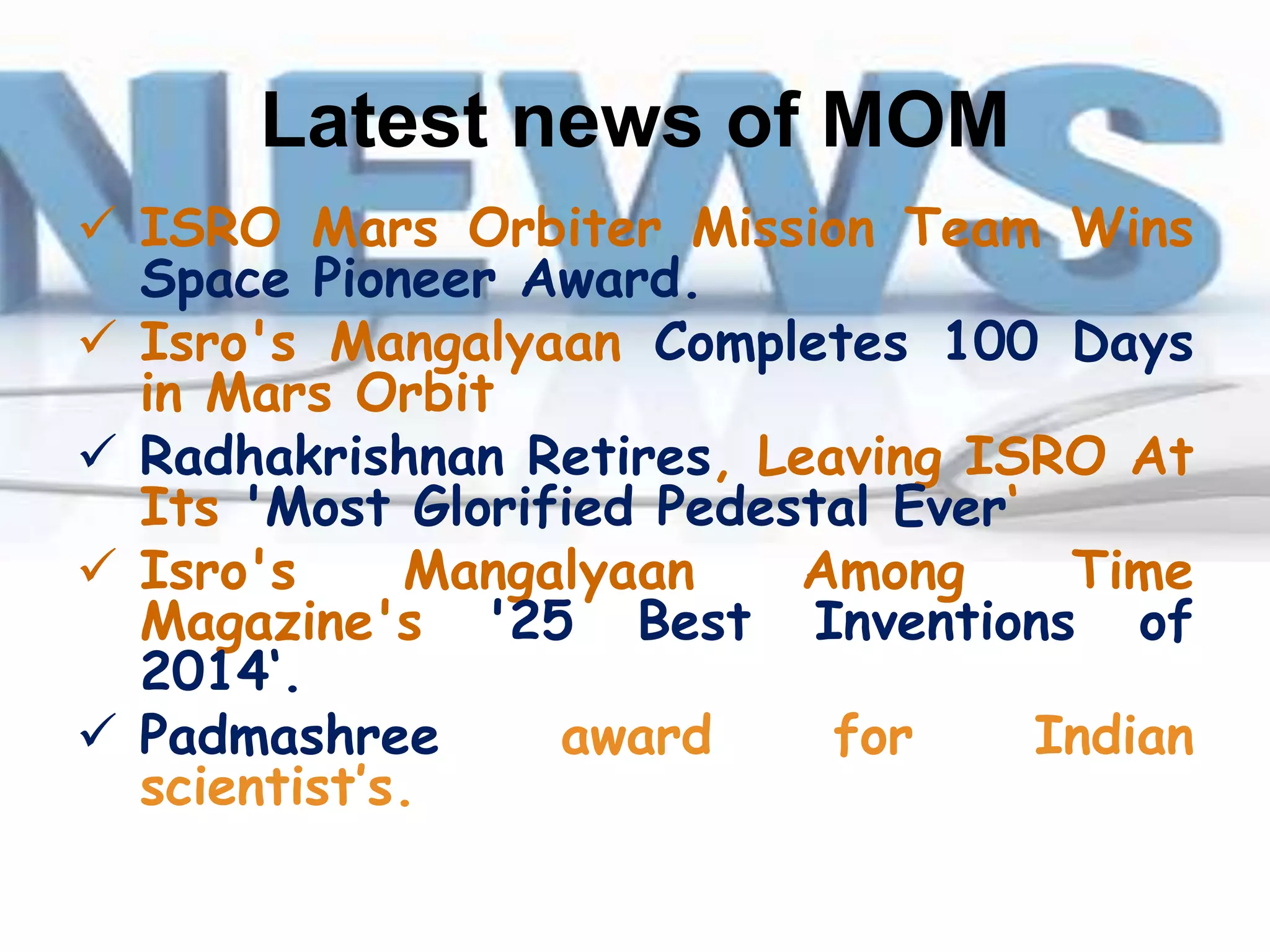 Mangalyaan presentation | PPTX