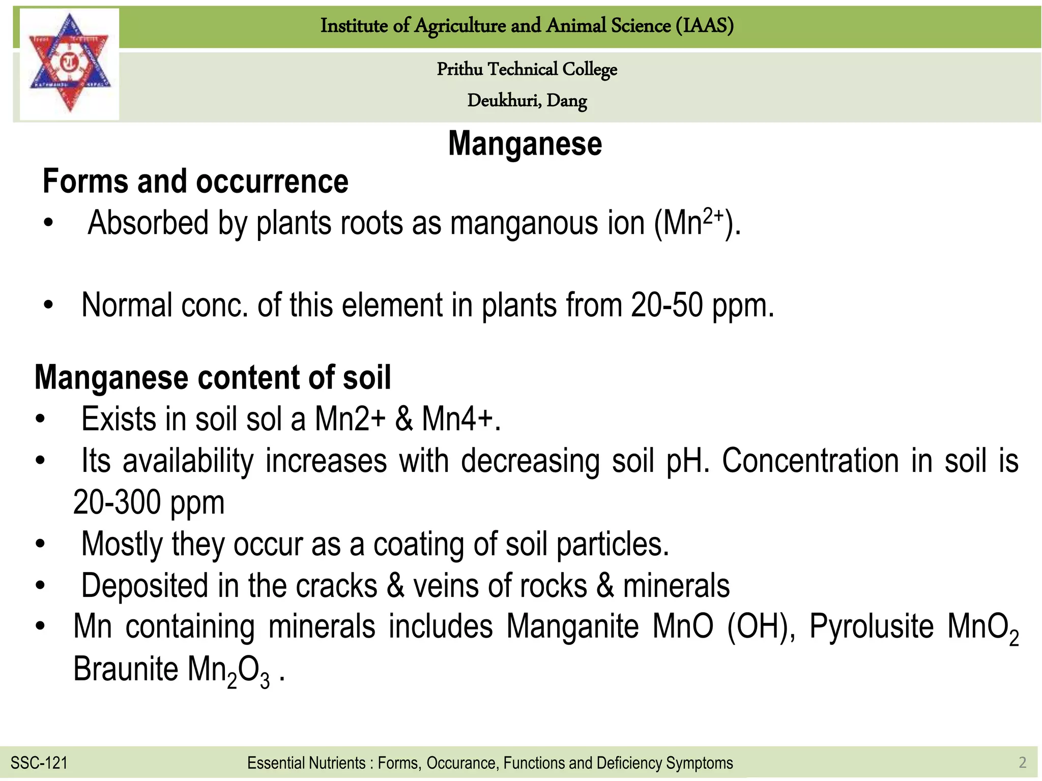 Functions and deficiency of Manganese and molybednum | PPTX