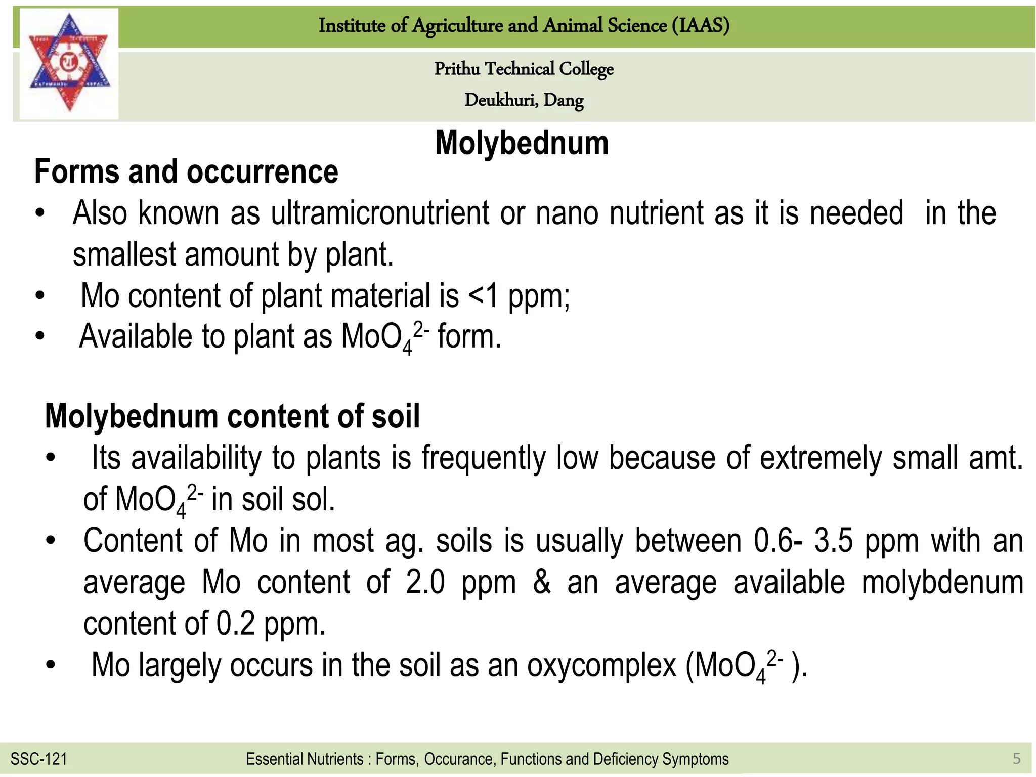 Functions and deficiency of Manganese and molybednum | PPTX