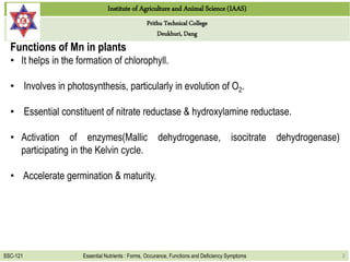 Functions and deficiency of Manganese and molybednum | PPTX