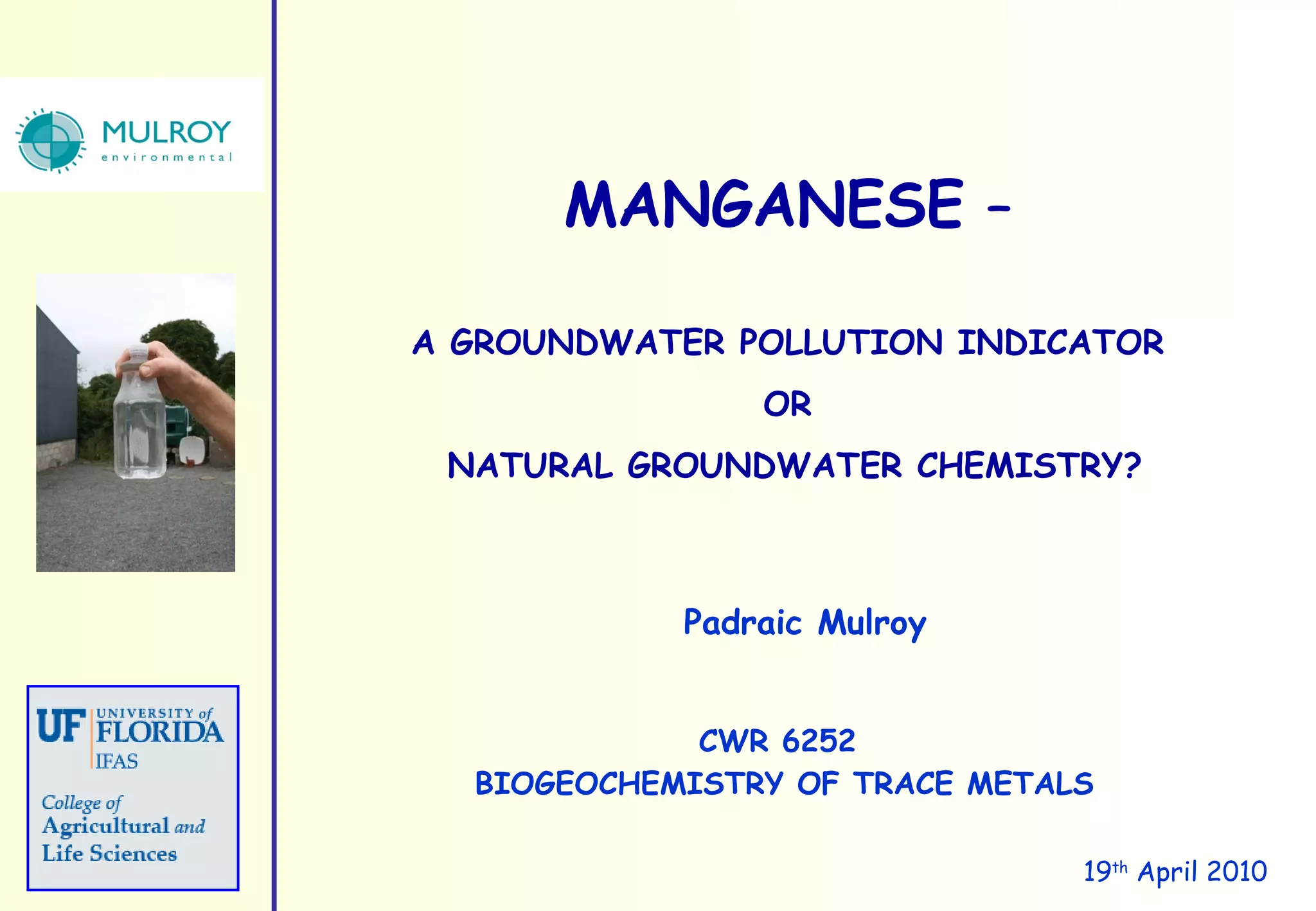 Manganese - A Water Pollution Indicator Or Natural Groundwater ...