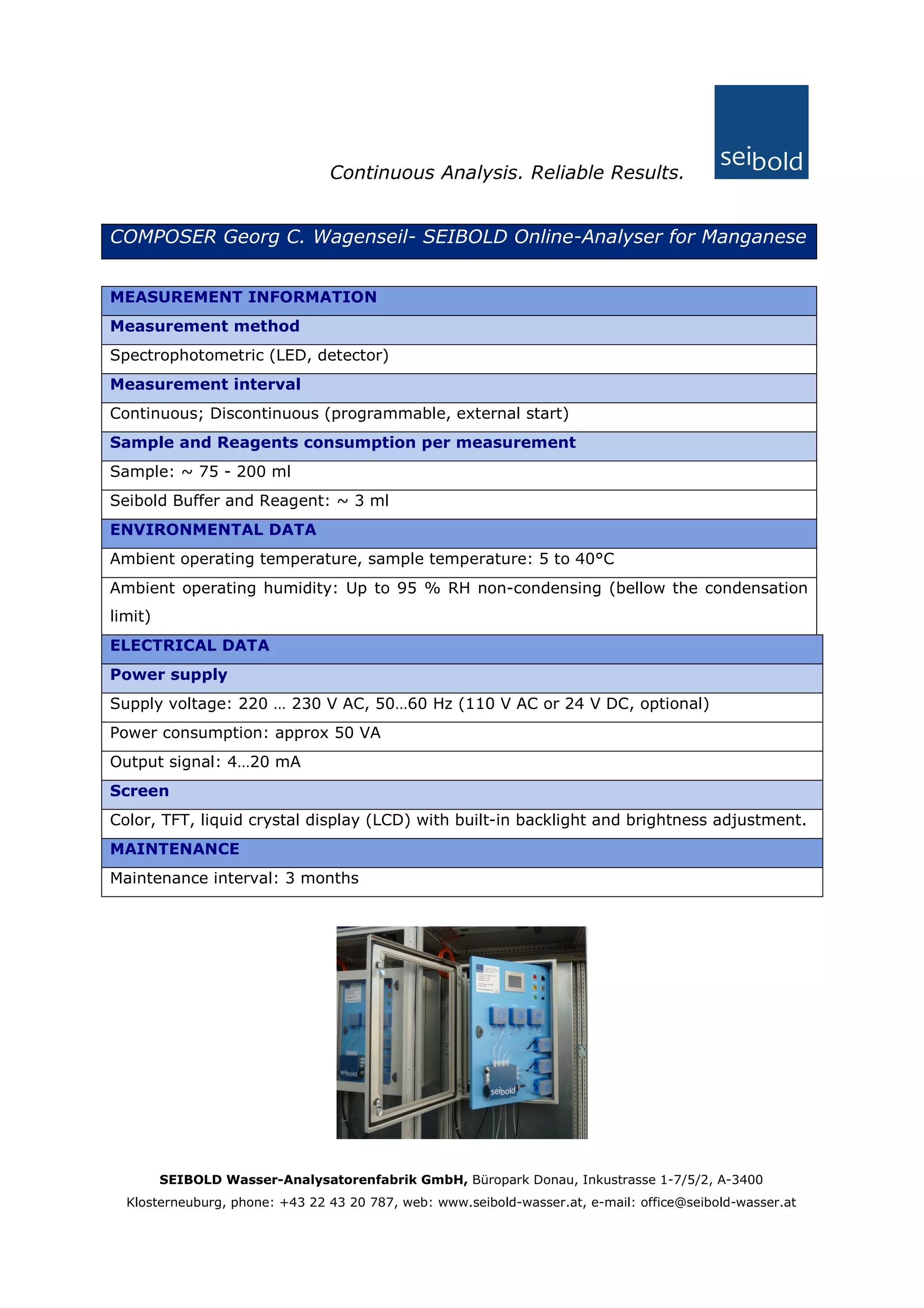 Manganese Continuous Analysis from SEIBOLD-Wasser.pdf | Chemistry | Science