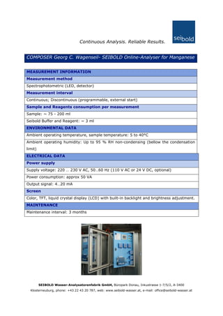 Manganese Continuous Analysis from SEIBOLD-Wasser.pdf | Chemistry | Science