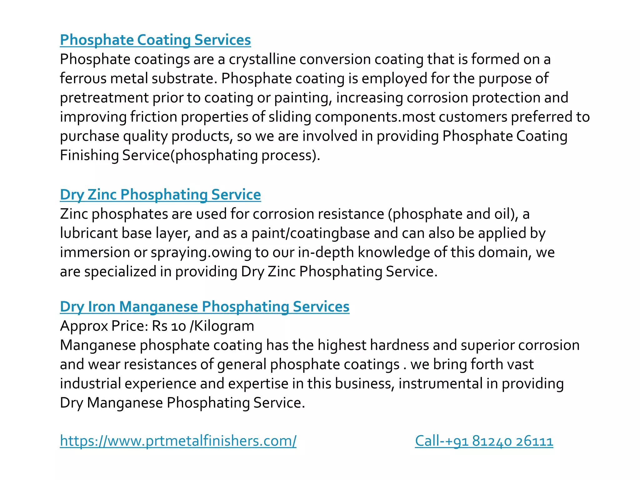Manganese phosphate coating services | PPT