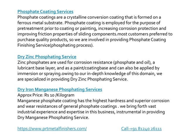 Manganese phosphate coating services | PPT
