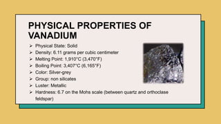 Manganese and Vanadium Rock metals in detail | PPT