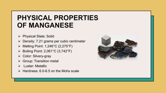 Manganese and Vanadium Rock metals in detail | PPT