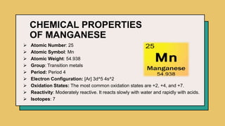 Manganese and Vanadium Rock metals in detail | PPTX