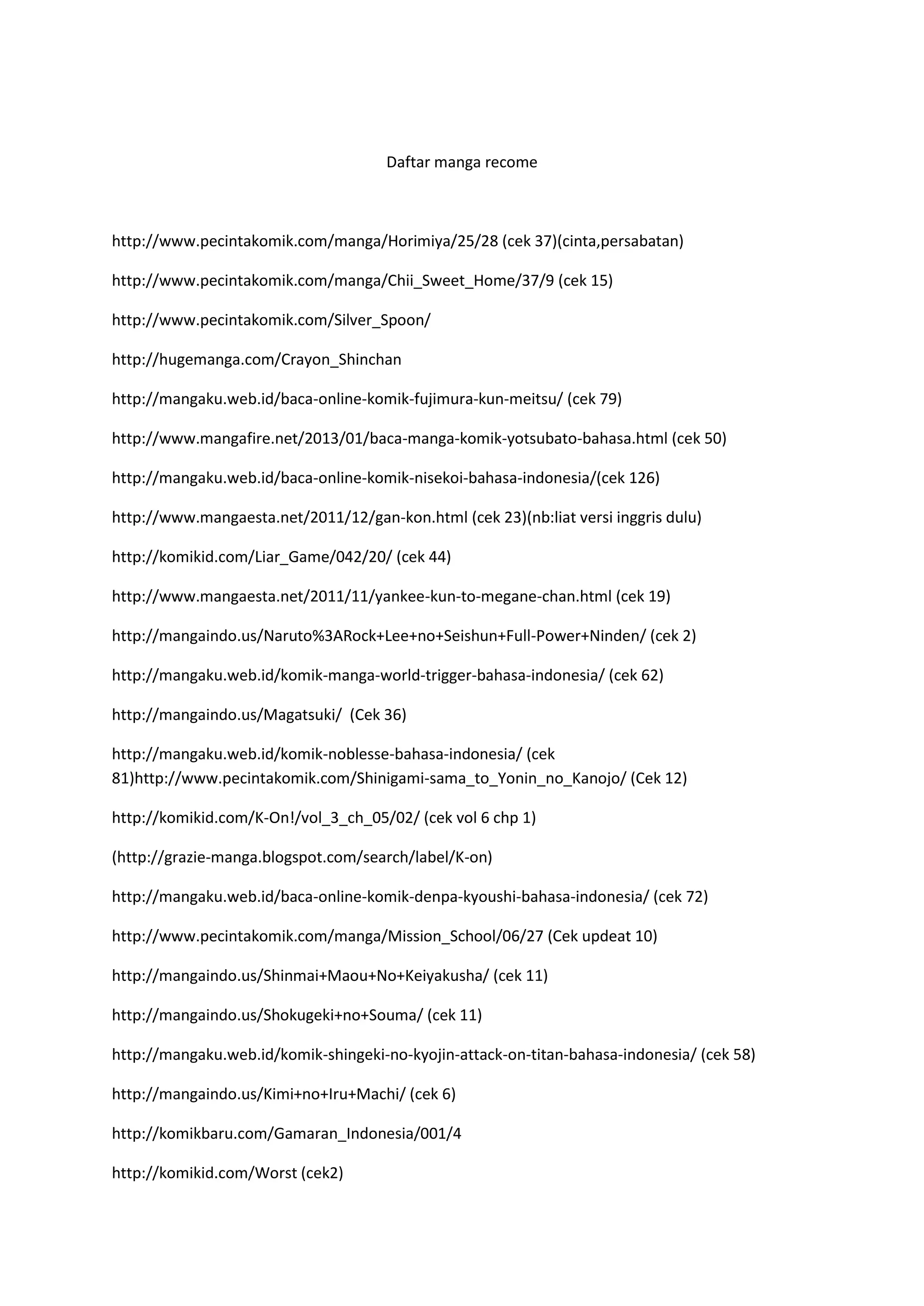 Manga recome (indonesai) | PDF