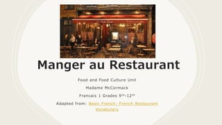 Manger au restaurant final | PPTX