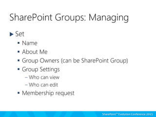 Managing permissions in SharePoint | PPTX