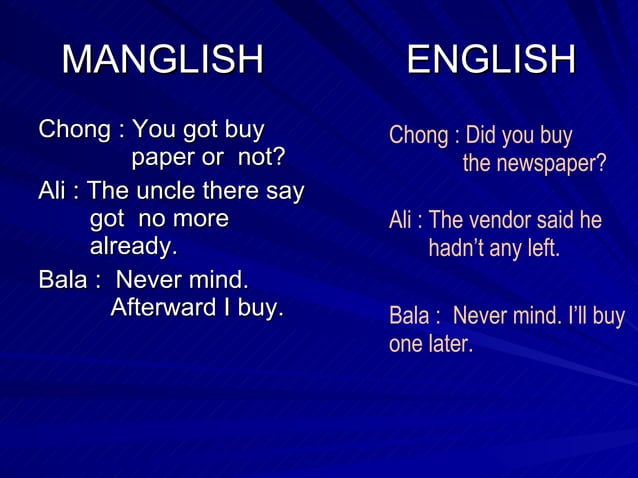 Manglish English | PPS