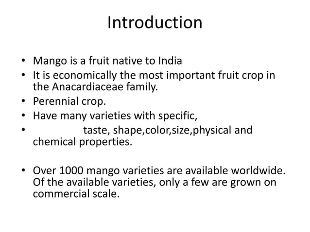 Mango crop description uses production | PPT