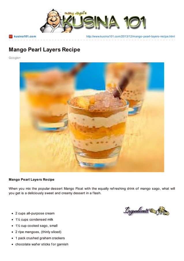 Mango pearl layers recipe | PDF