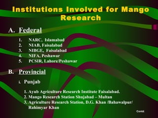 Mango presentation A Lecture By Mr Allah Dad Khan Visiting Professor ...
