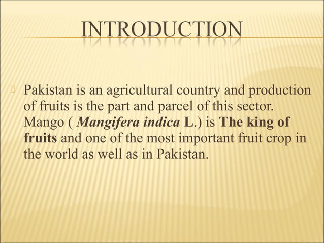 Mango Processing PPT of Pakistan | PPT