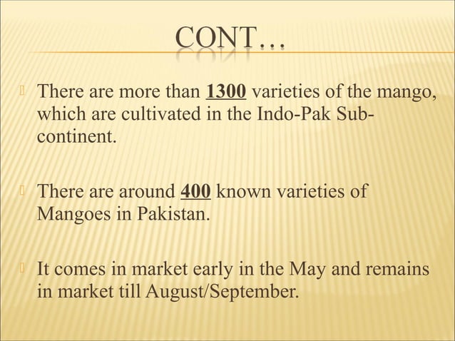 Mango Processing PPT of Pakistan | PPT