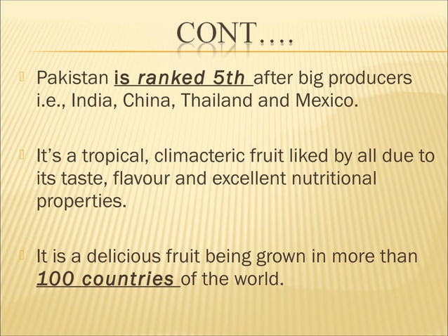 Mango Processing PPT of Pakistan | PPT
