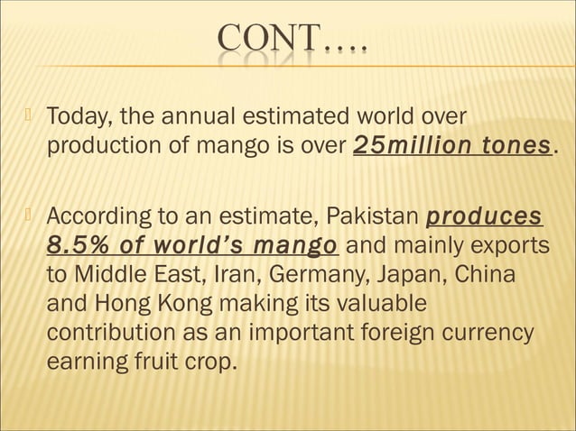 Mango Processing PPT of Pakistan | PPT