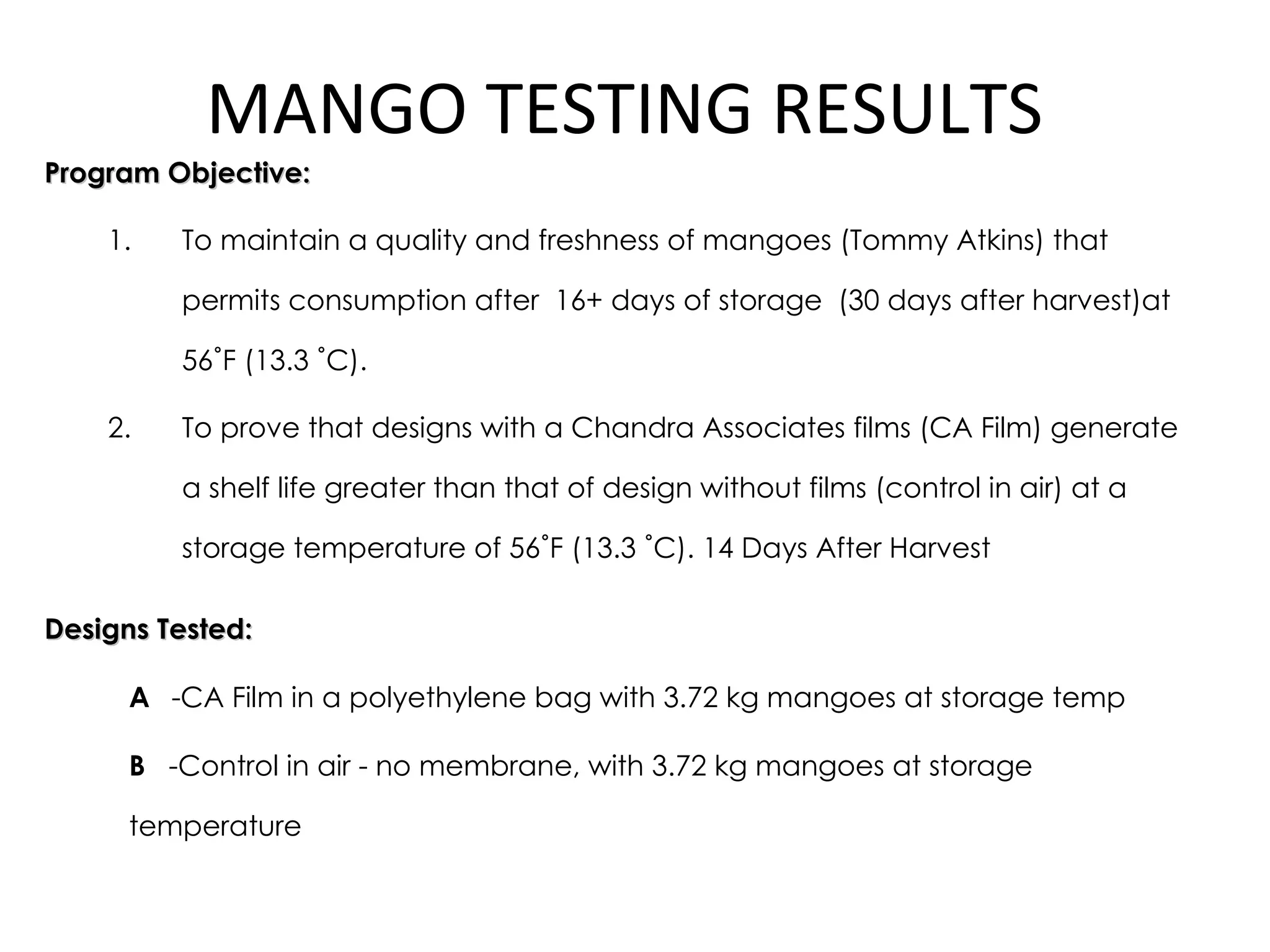 Mango Shelf Life Testing | PPT