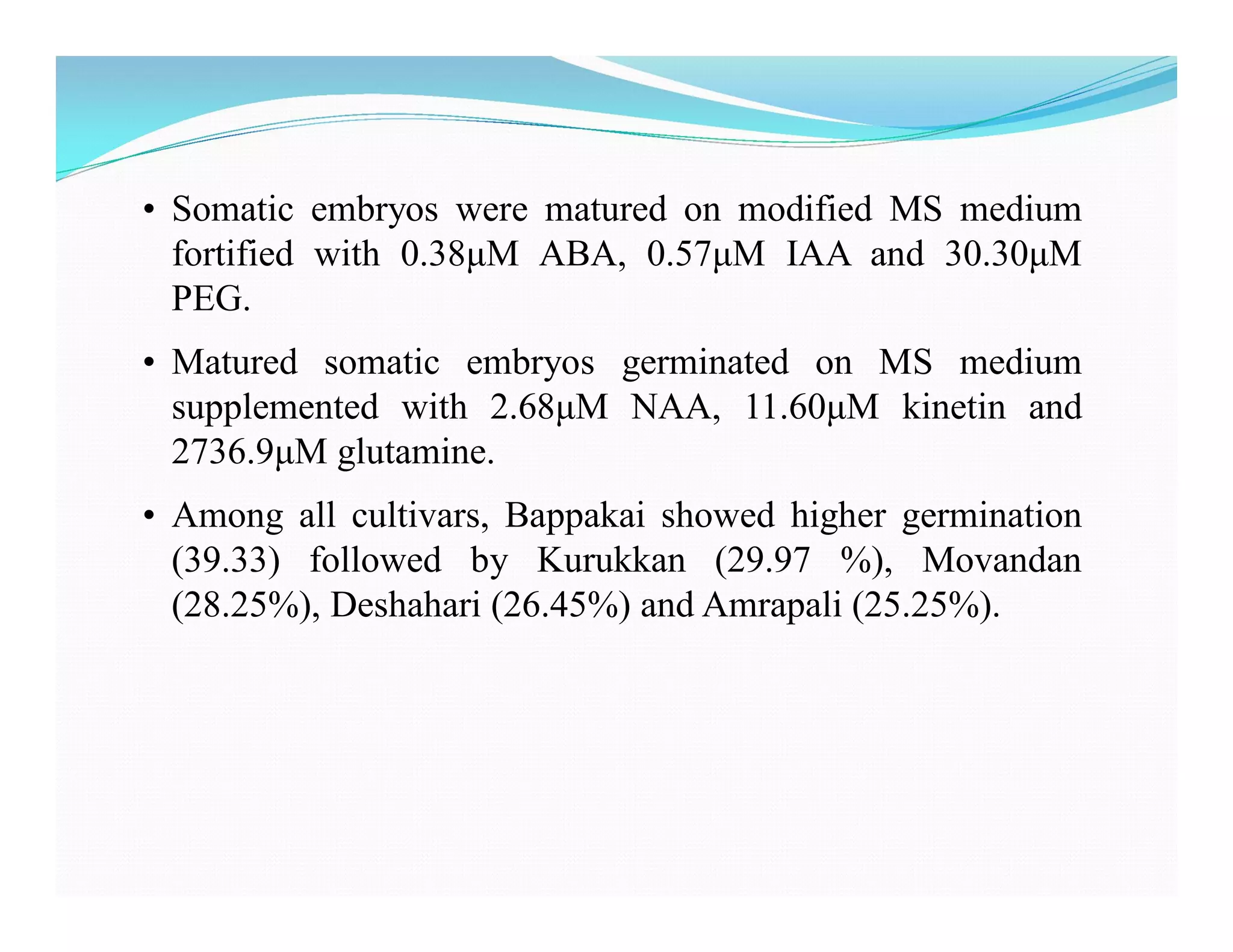 Somatic embryogenesis in mono and poly embryonic varieties of mango | PDF
