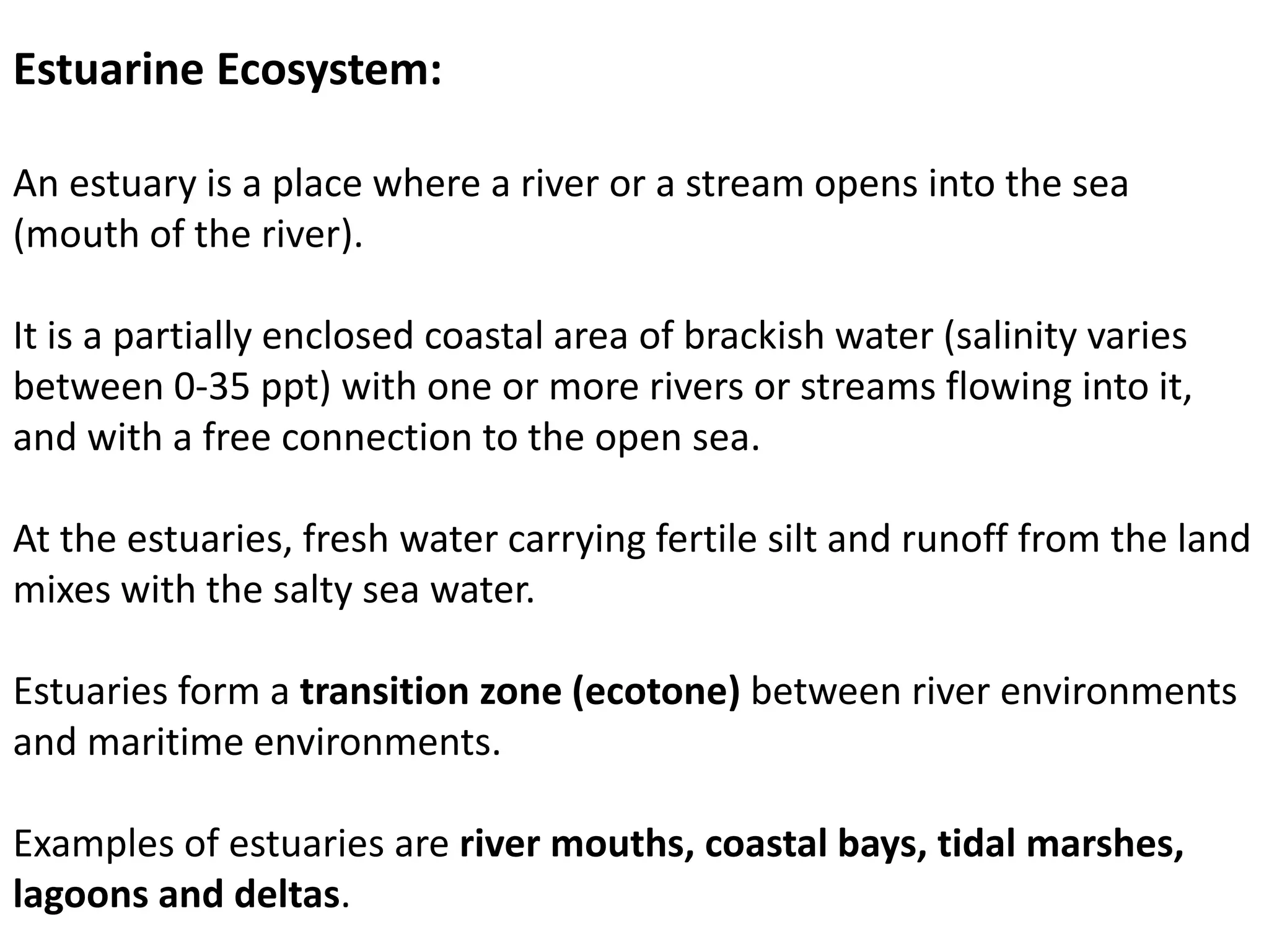 Mangrove and estuarine ecosystems | PPTX
