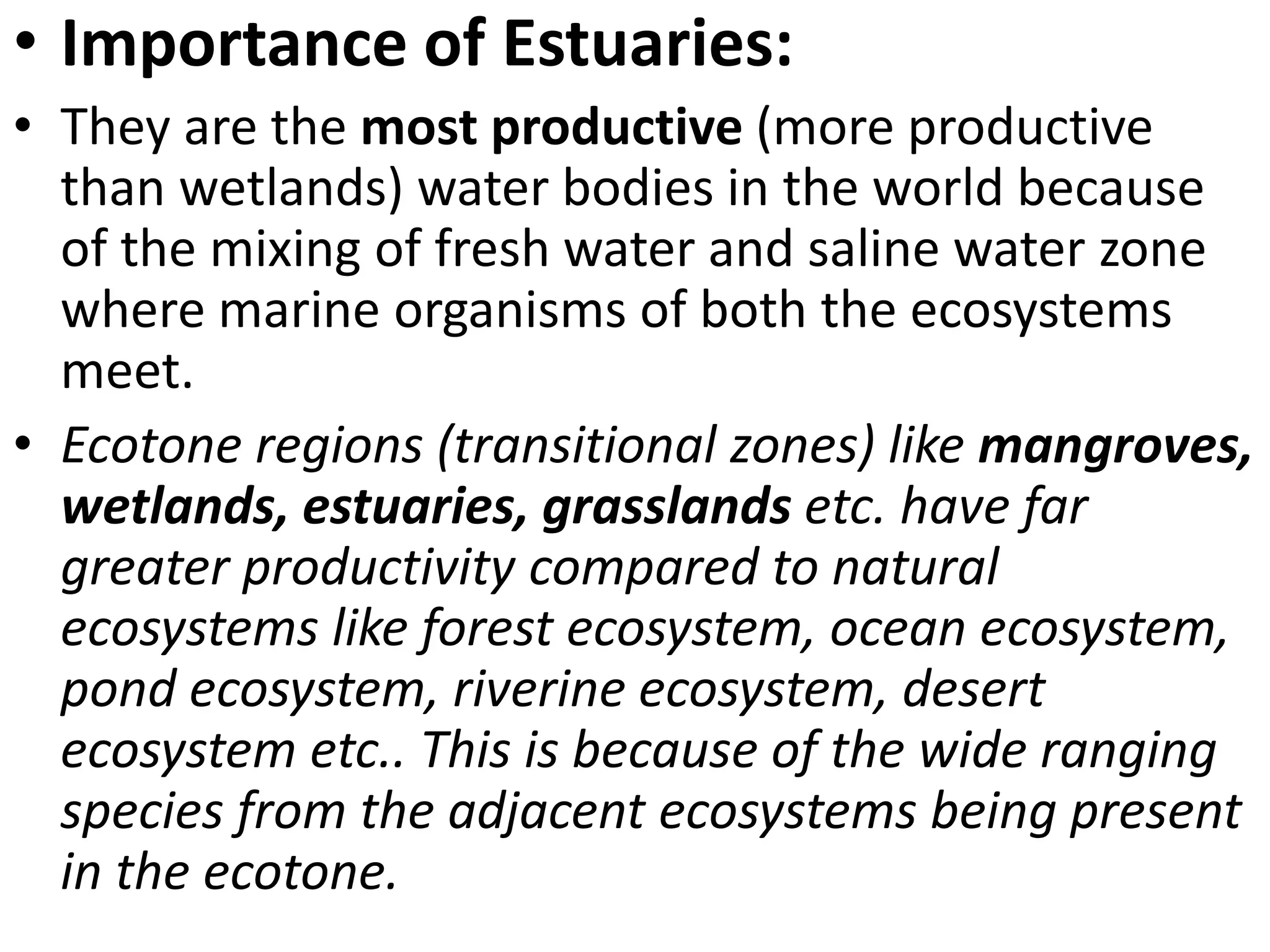 Mangrove and estuarine ecosystems | PPTX