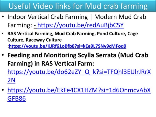 Mangrove Mud Crab Farming | PPTX