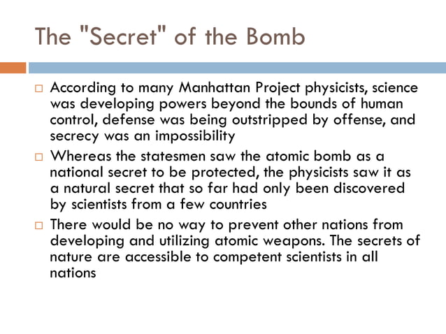 Science and Ethics: The Manhattan Project during World War II | PPT