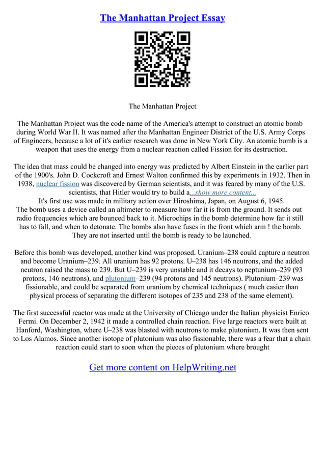 Manhattan Project Essay | PDF