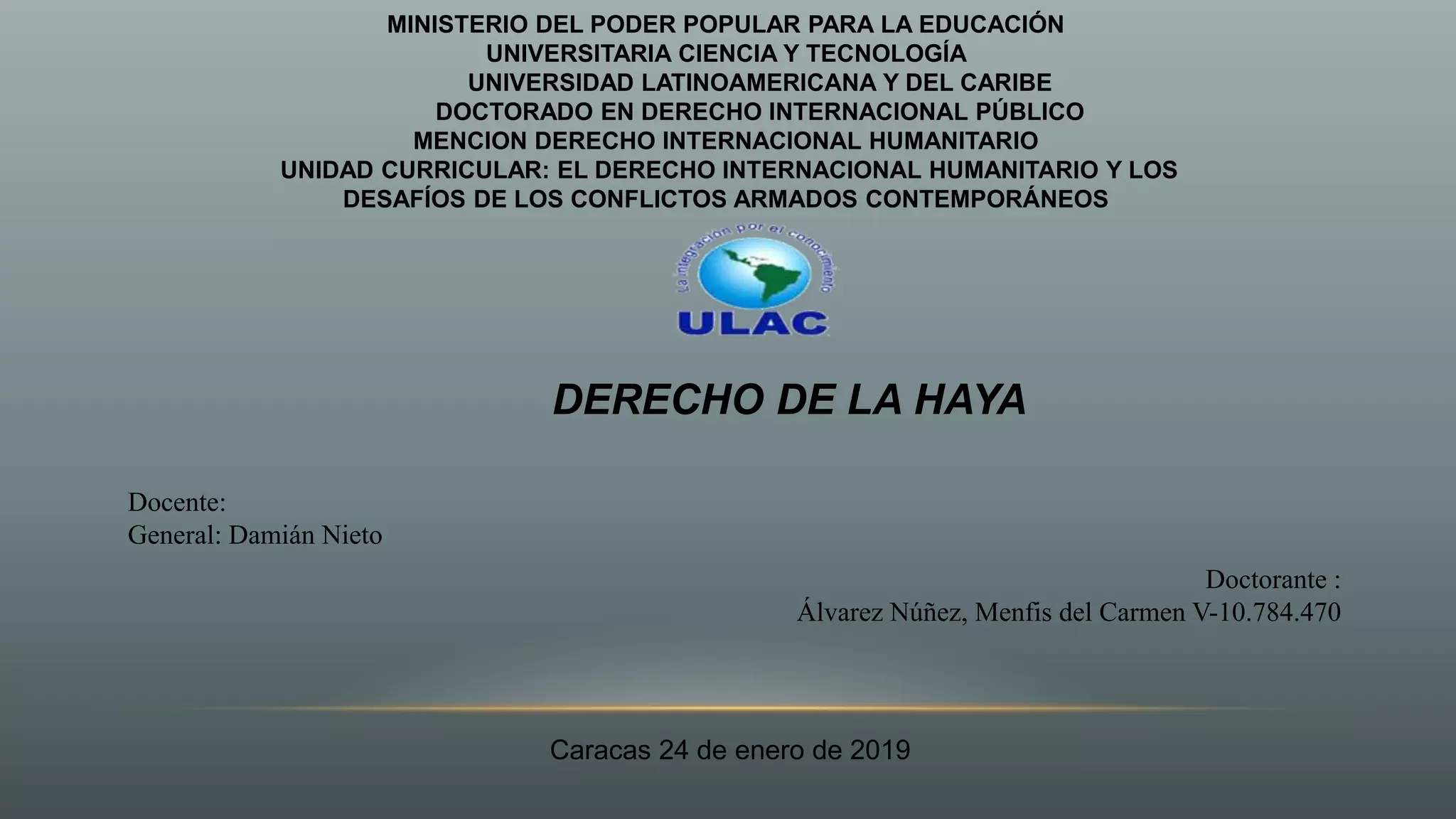 Derecho de LA HAYA | PPTX