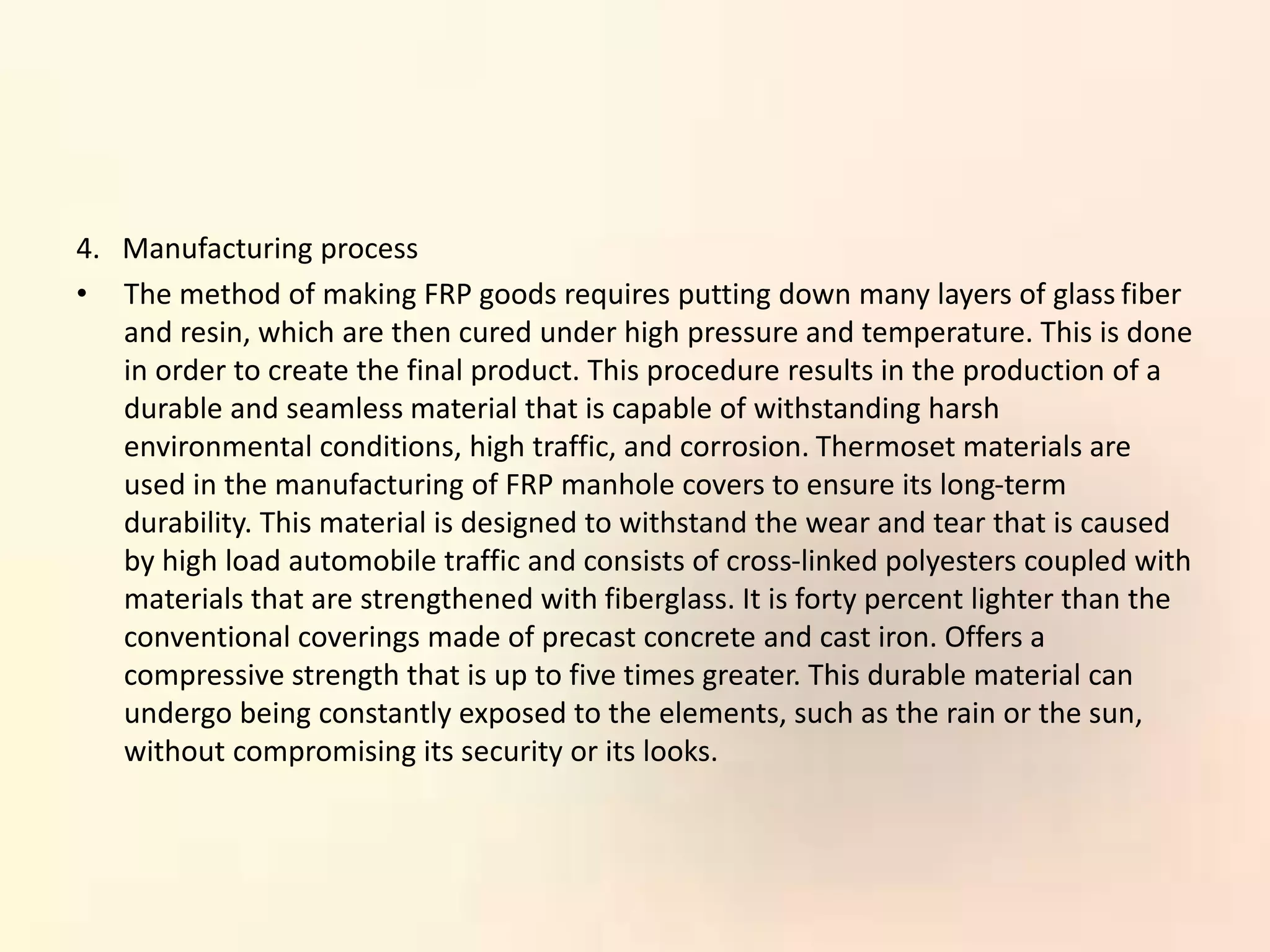 What are the methods of FRP manufacturing? | PPTX