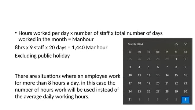 MAN HOUR.pptx Calculating Man Hours Per Month | PPTX