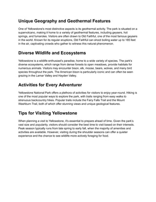 Discovering Yellowstone National Park: A Comprehensive Guide | PDF