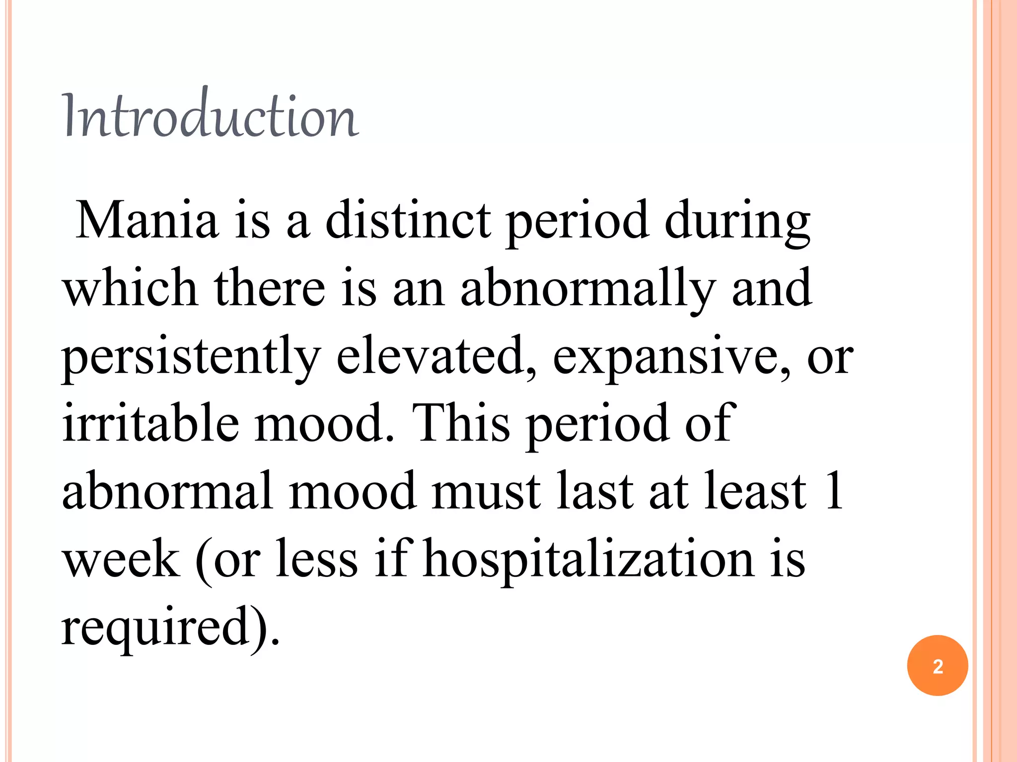Mania. bipolar disorder. manic disorder | PPTX