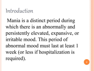 Mania. bipolar disorder. manic disorder | PPTX