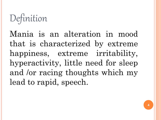 Mania. bipolar disorder. manic disorder | PPTX | Brain and Nervous ...