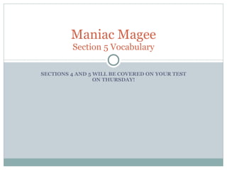 Maniac Magee Vocab 4 And 5 | PPT