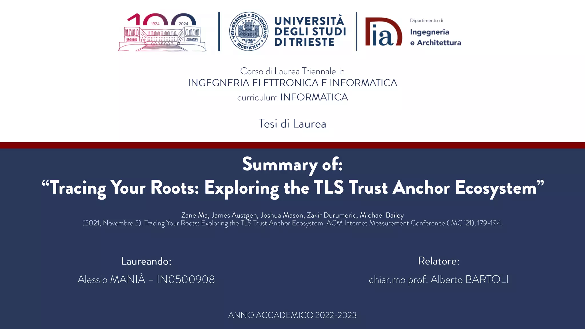 Summary Of “tracing Your Roots Exploring The Tls Trust Anchor Ecosystem” Ppt