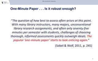 Revisiting the One-Minute Paper: Personal Reflections, Student ...