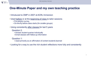 Revisiting the One-Minute Paper: Personal Reflections, Student ...
