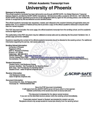 UOPX Unofficial Transcript | PDF