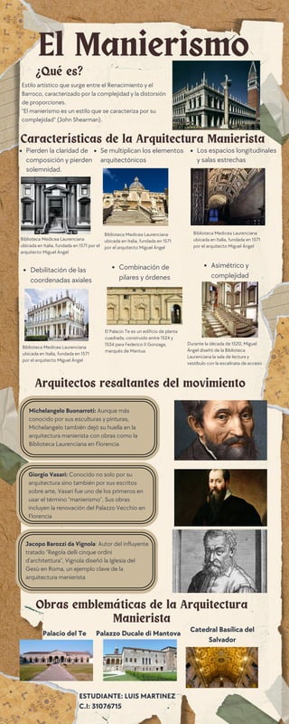 Afiche sobre el manierismo, sus características y todo lo relacionado ...