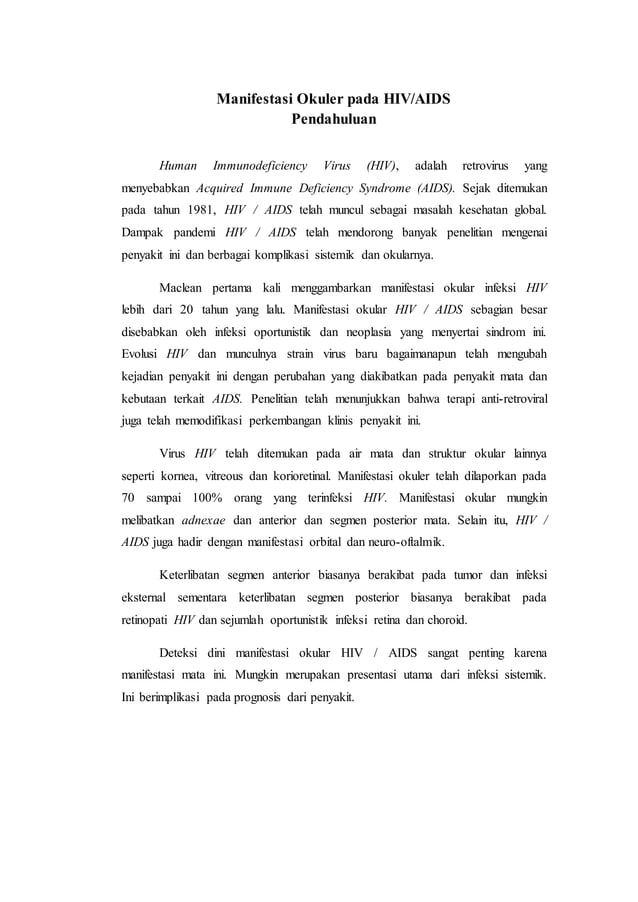 Manifestasi okuler pada hiv | DOCX