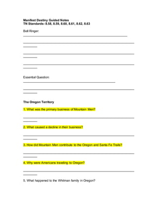 Manifest destiny guided notes | DOCX