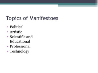Manifesto in English for Academic and Professional Purposes | PPT