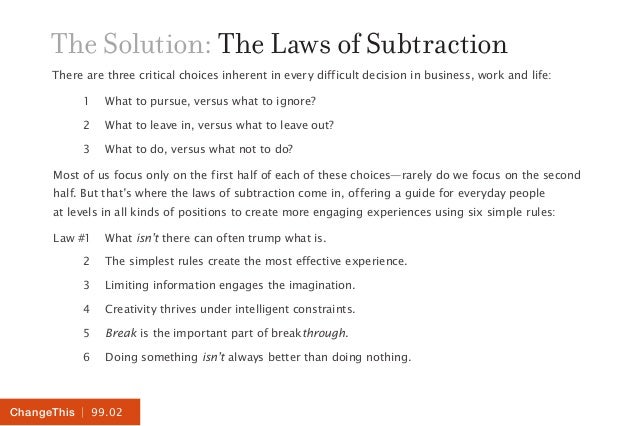 The Laws Of Subtraction The Laws Of Subtraction