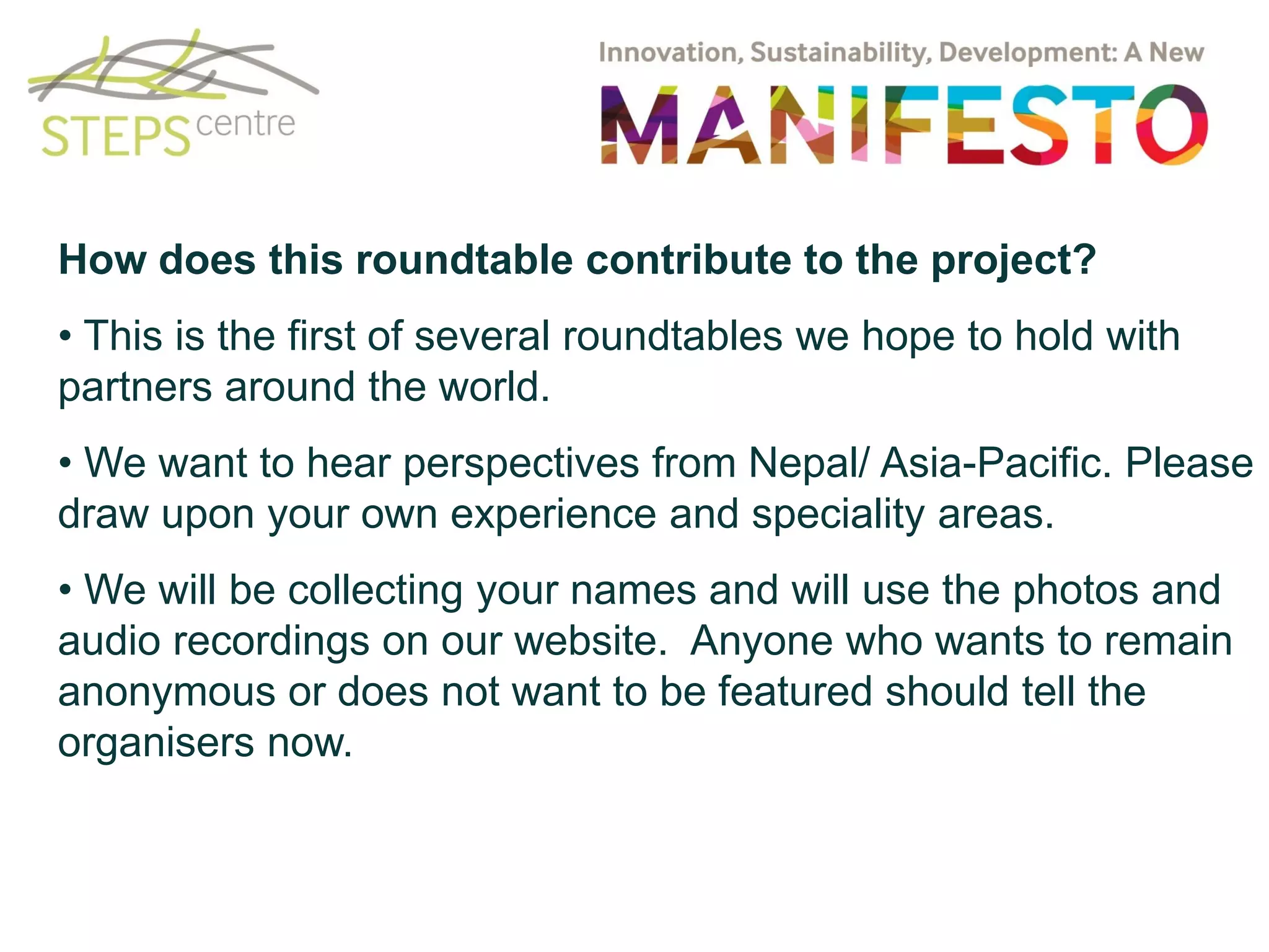 Manifesto Roundtable - Kathmandu, Nepal | PDF | Science