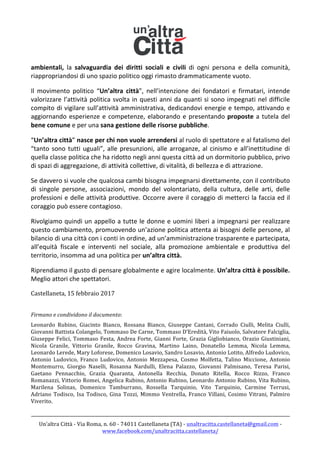 Manifesto politico di Un'altra Città | PDF